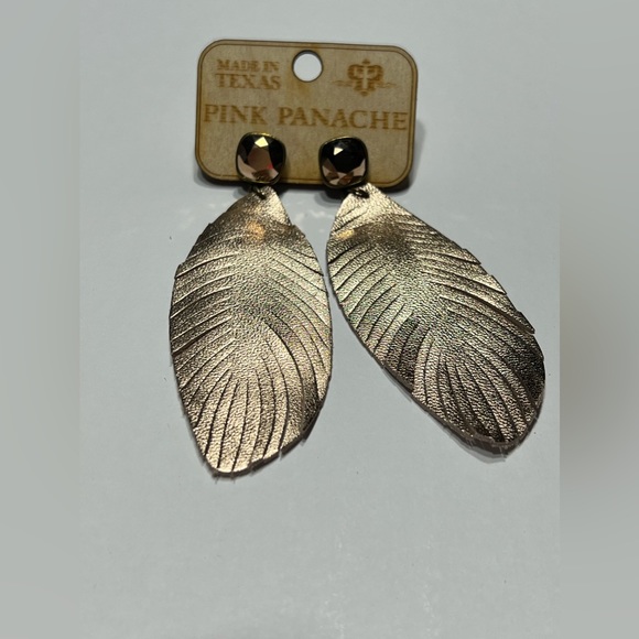 Pink Panache | Jewelry | Pink Panache Rose Gold Leather Feather ...